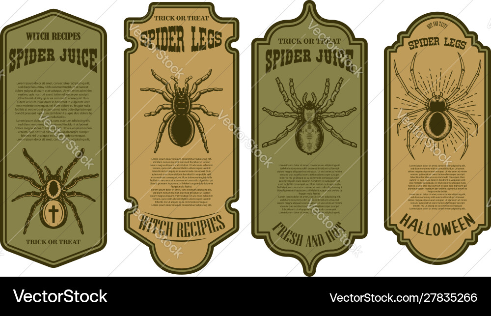 Spider juice legs halloween bottle label Vector Image