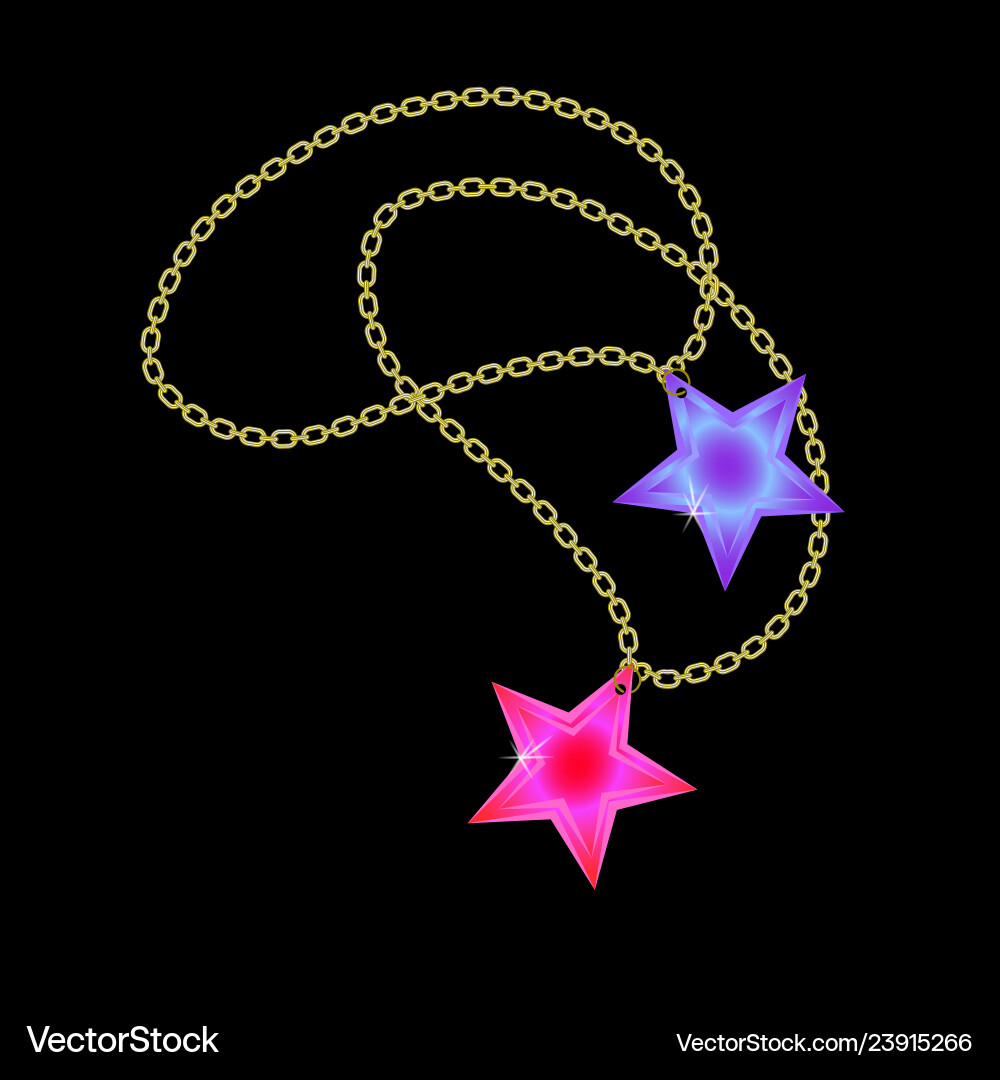 Two gold chains with pendants in the form Vector Image