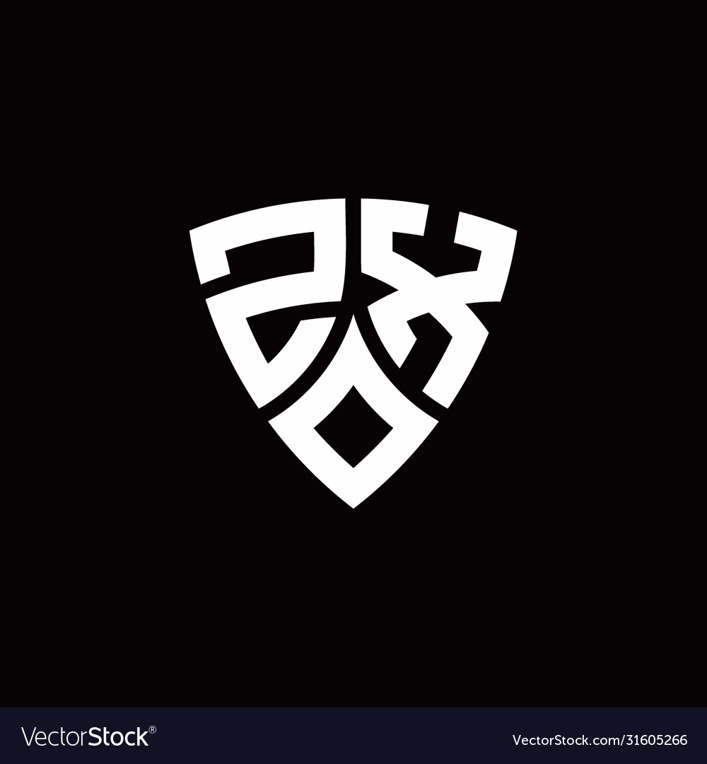 Zx monogram logo with modern shield style design Vector Image