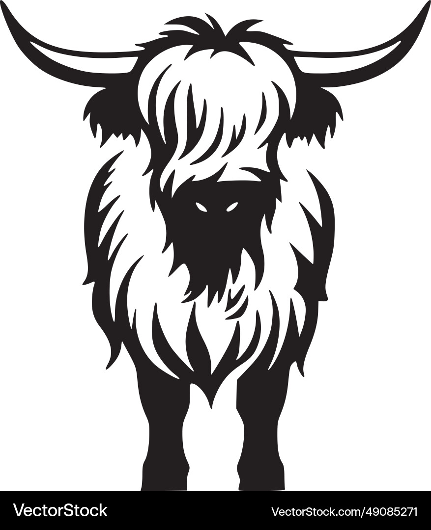 Black and White Highland Cow Icon Royalty Free Vector Image