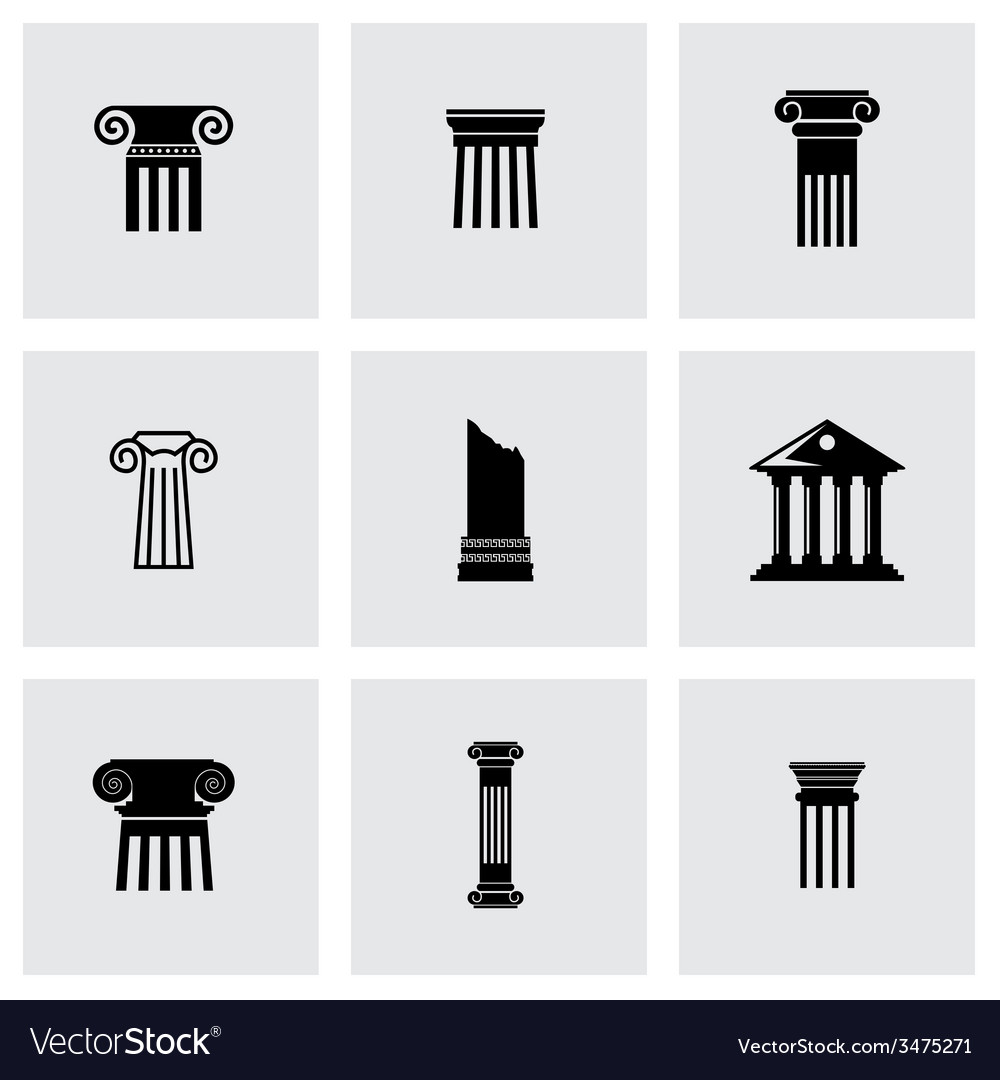 Black column icon set Royalty Free Vector Image