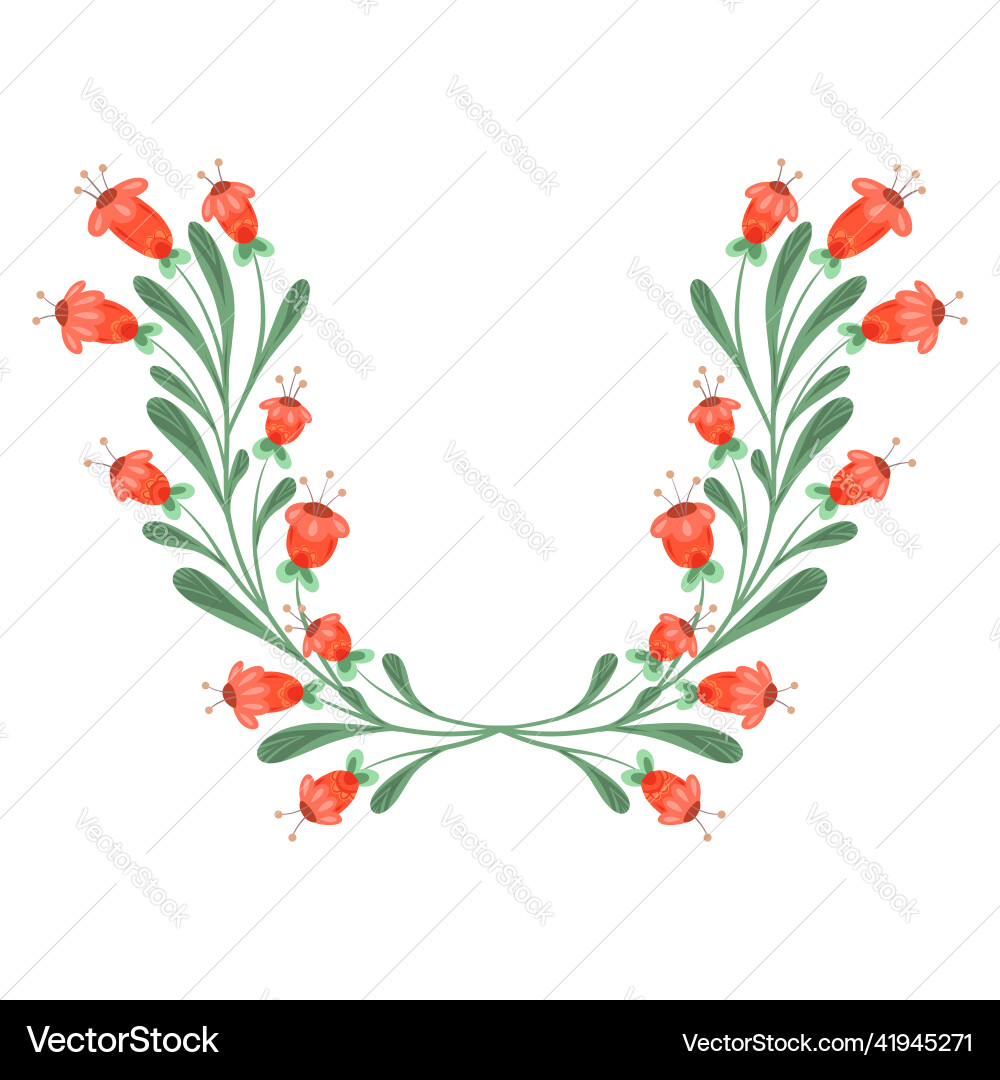 Clipart frame with small red flowers on stems Vector Image