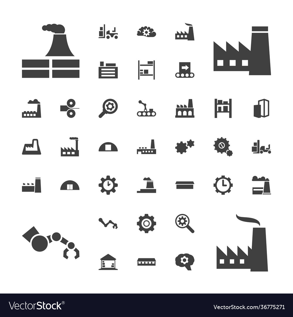 Factory icons Royalty Free Vector Image - VectorStock