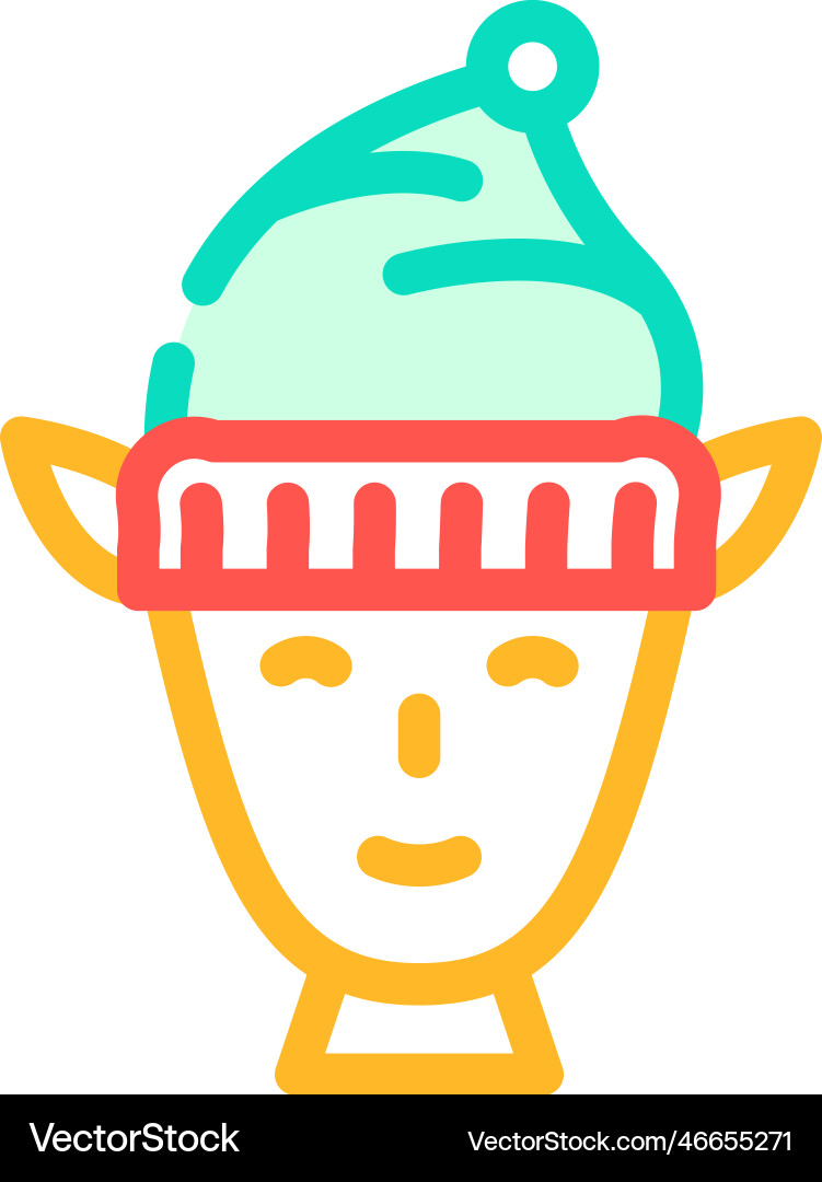 Head elf christmas xmas color icon Royalty Free Vector Image
