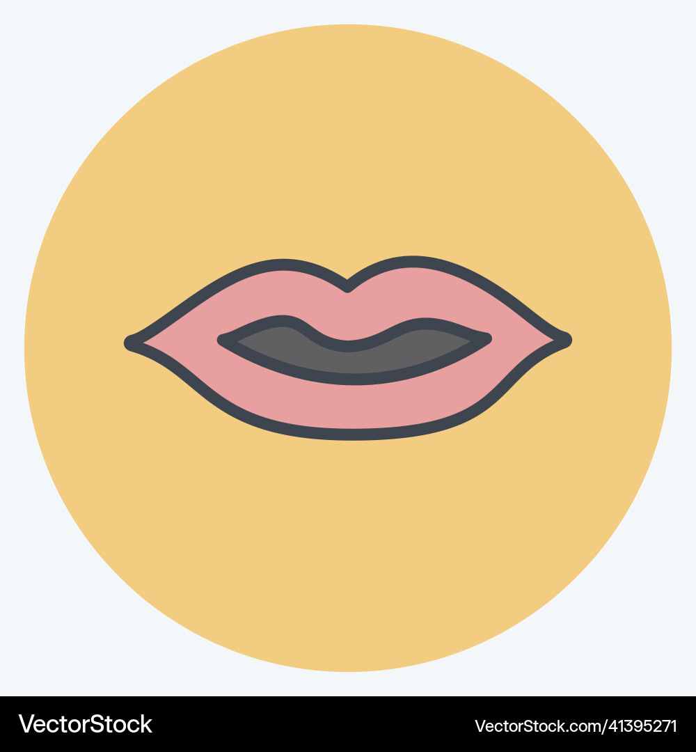 Lips icon in trendy color mate style isolated Vector Image