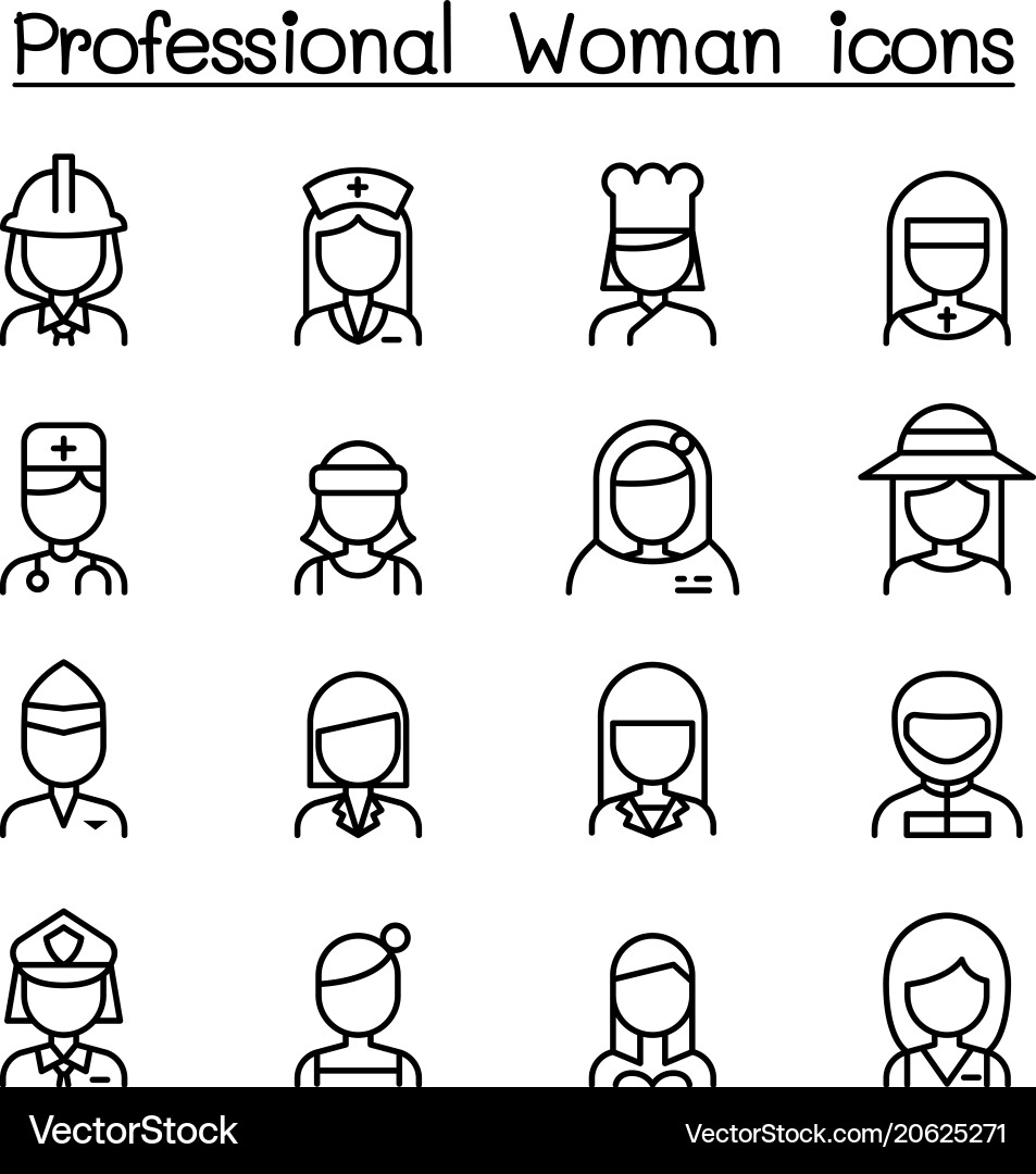 Professional woman icon in thin line style Vector Image