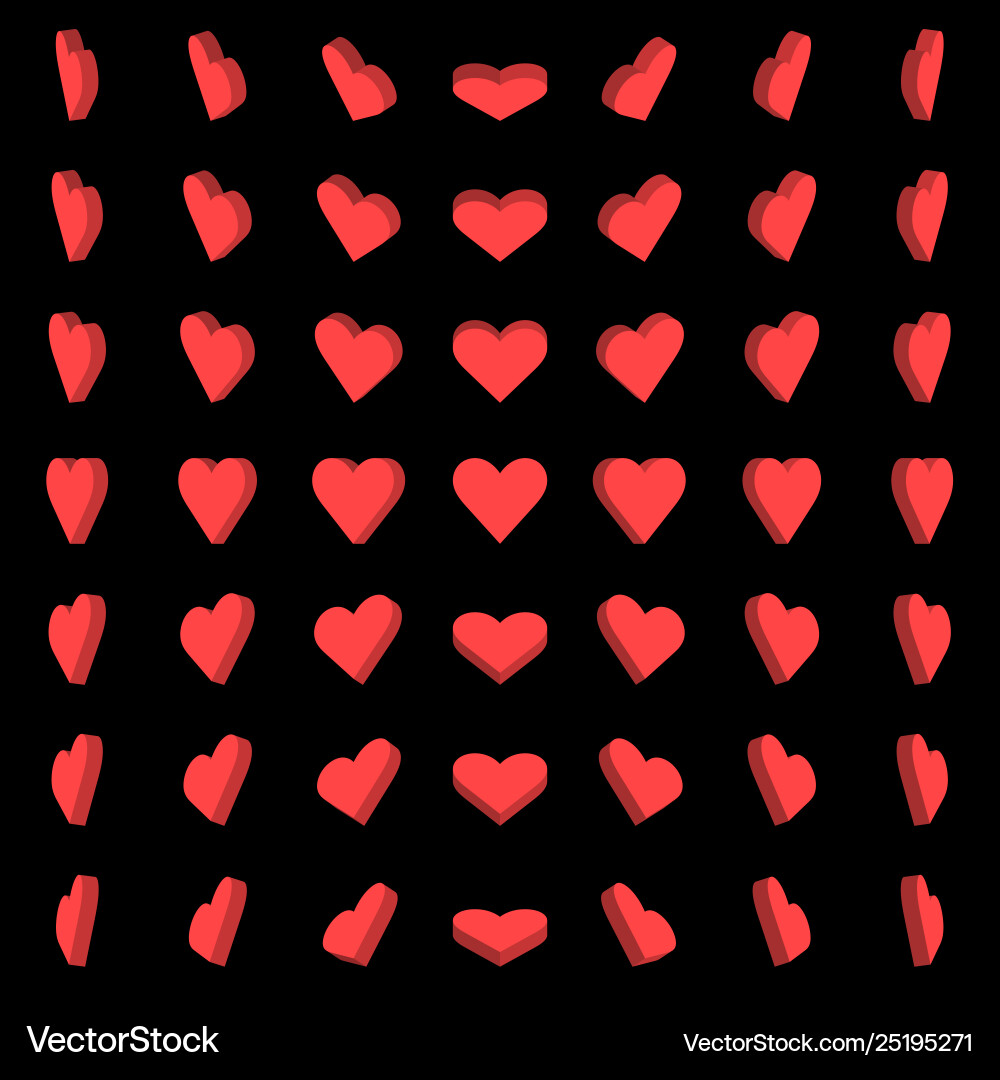 Red heart box rotation 03045 and 60 degrees Vector Image