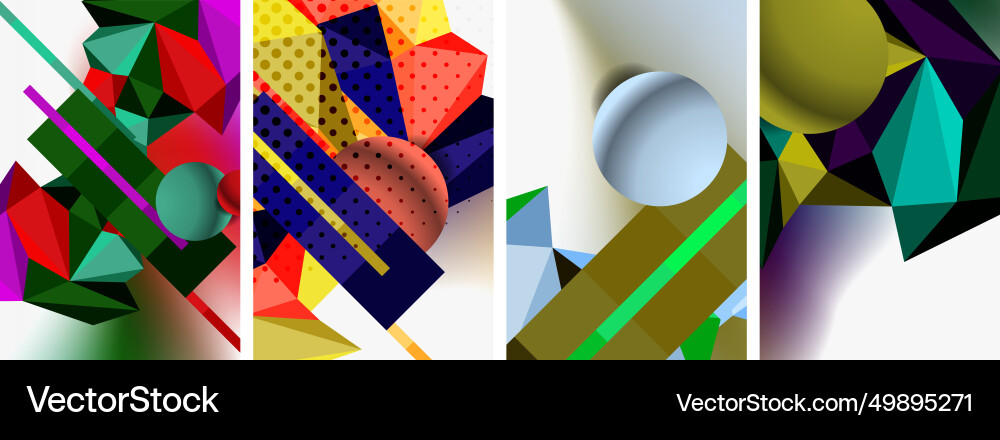 Set of geometric abstract composition with spheres