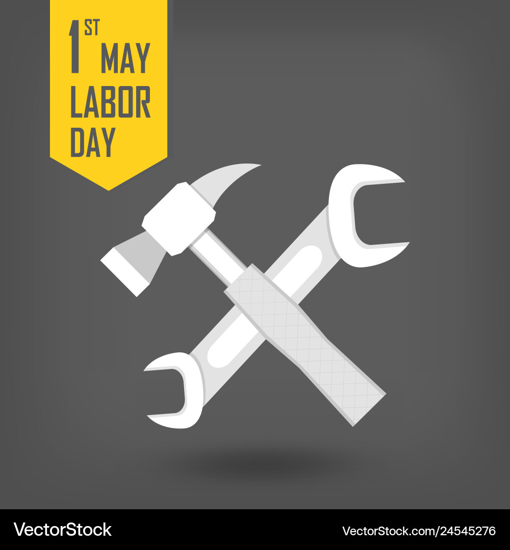 1st may - labor day - hammer and wrench Royalty Free Vector