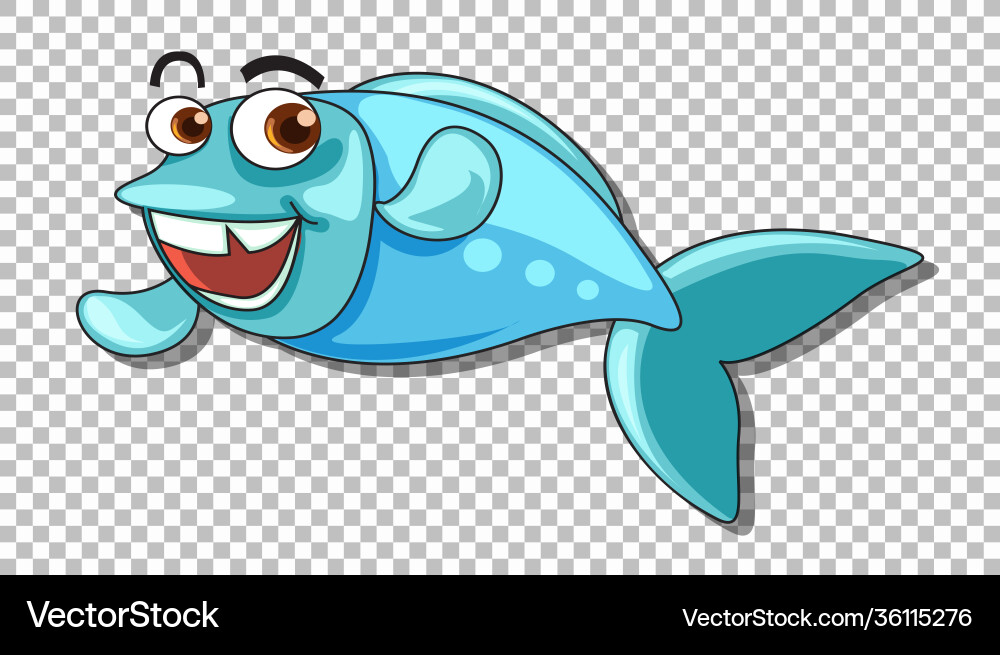 A fish cartoon character isolated on transparent Vector Image