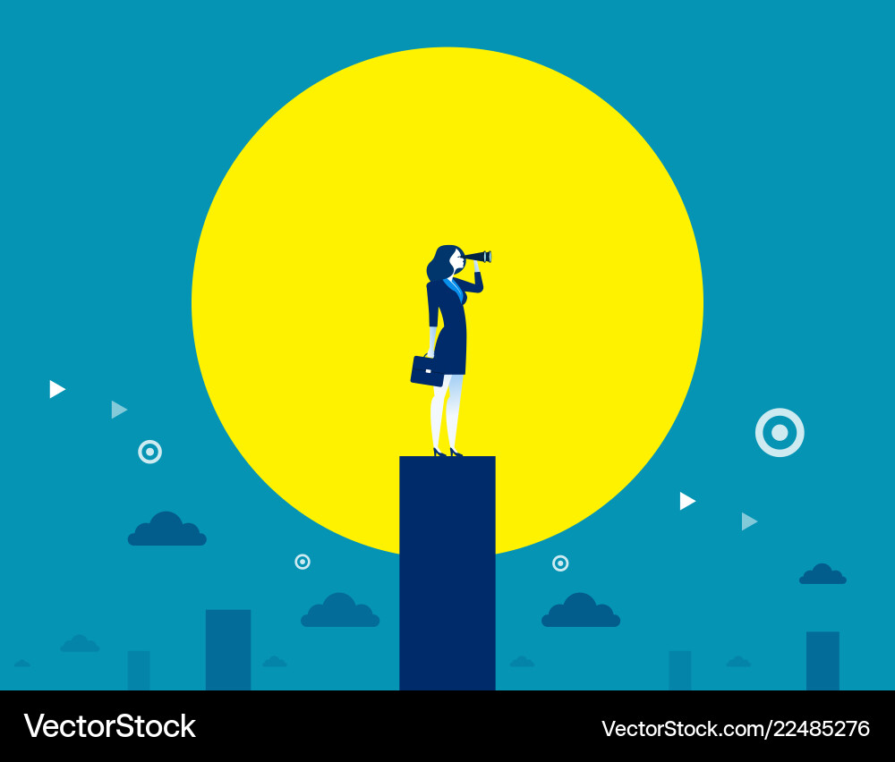 Businesswomen looking telescope for target Vector Image