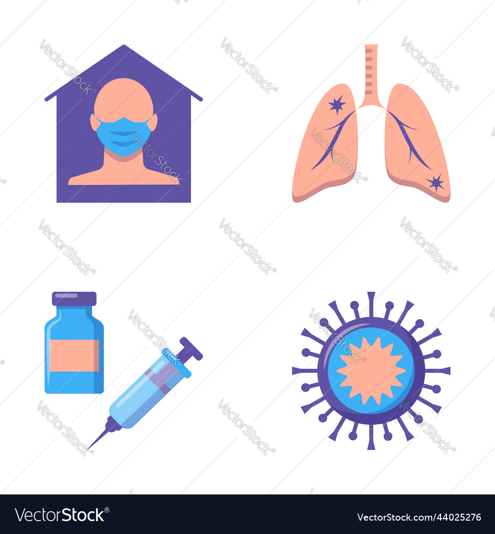 Coronavirus and flu infection icon set Royalty Free Vector