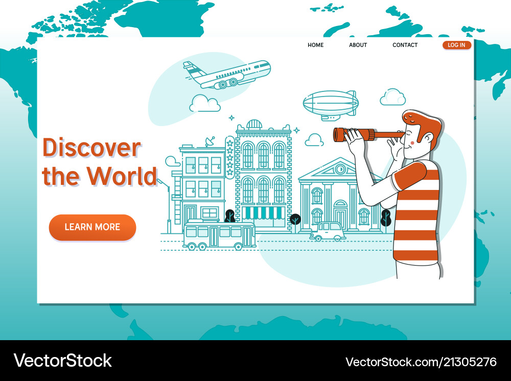 Creative website template of discover the world Vector Image