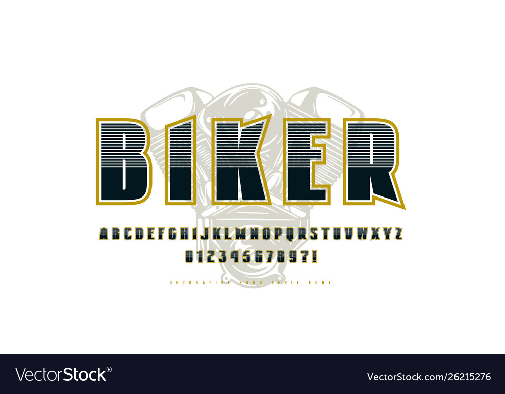 Decorative sans serif font with contour Royalty Free Vector Decorative sans serif font with contour Royalty Free Vector