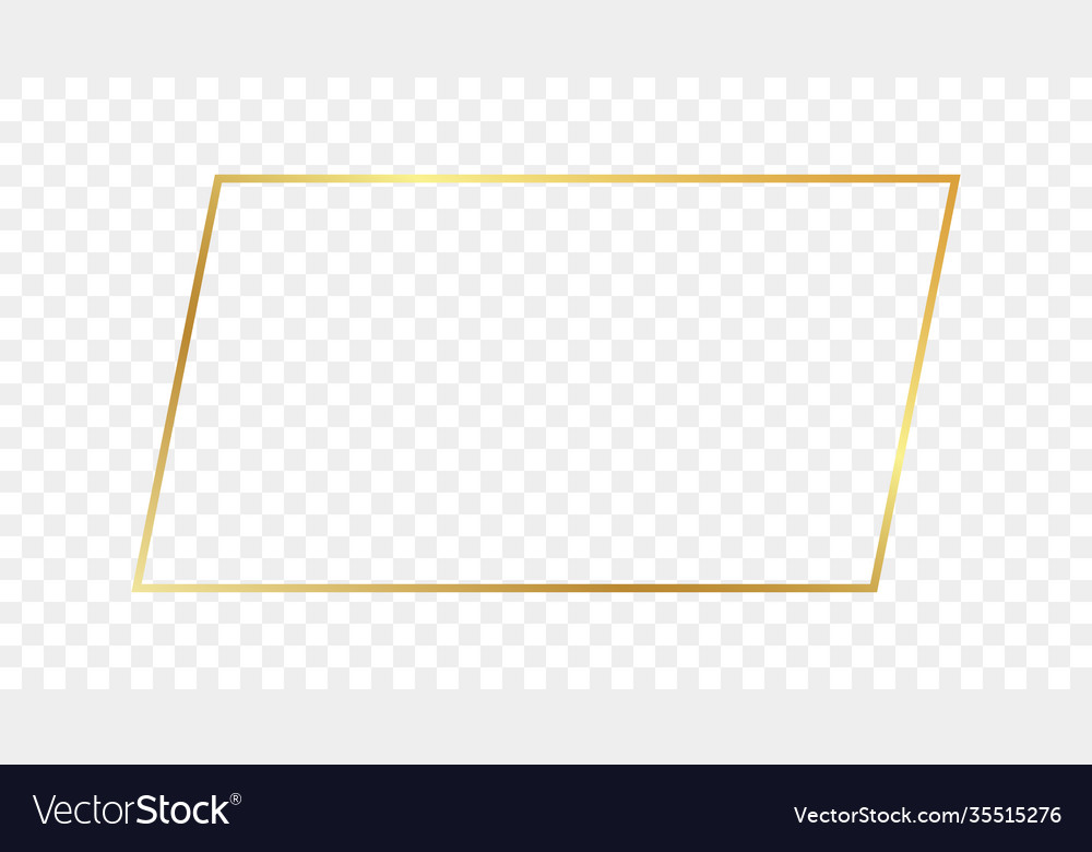 Gold glowing rectangular shape frame Royalty Free Vector