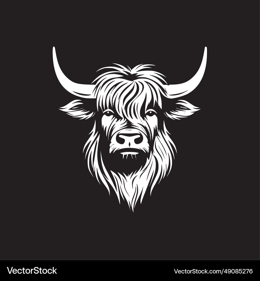 Highland cow - minimalist and flat logo Royalty Free Vector