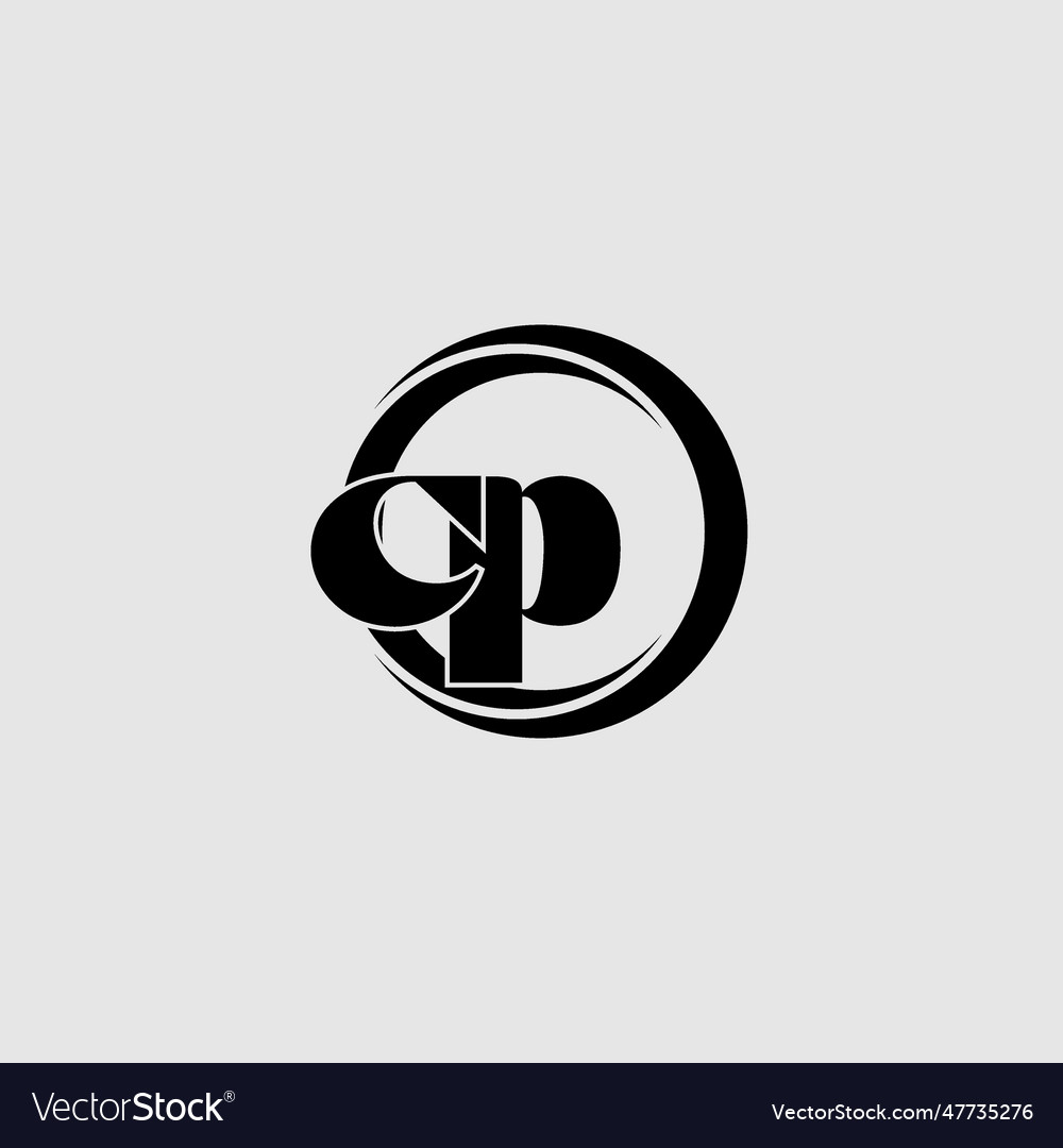 Letters cp simple circle linked line logo Vector Image