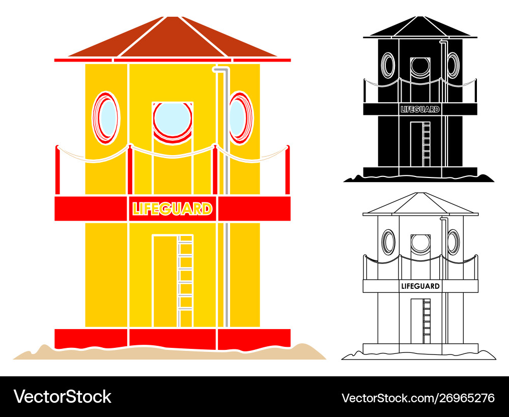 Modern traditional life guard tower outline Vector Image