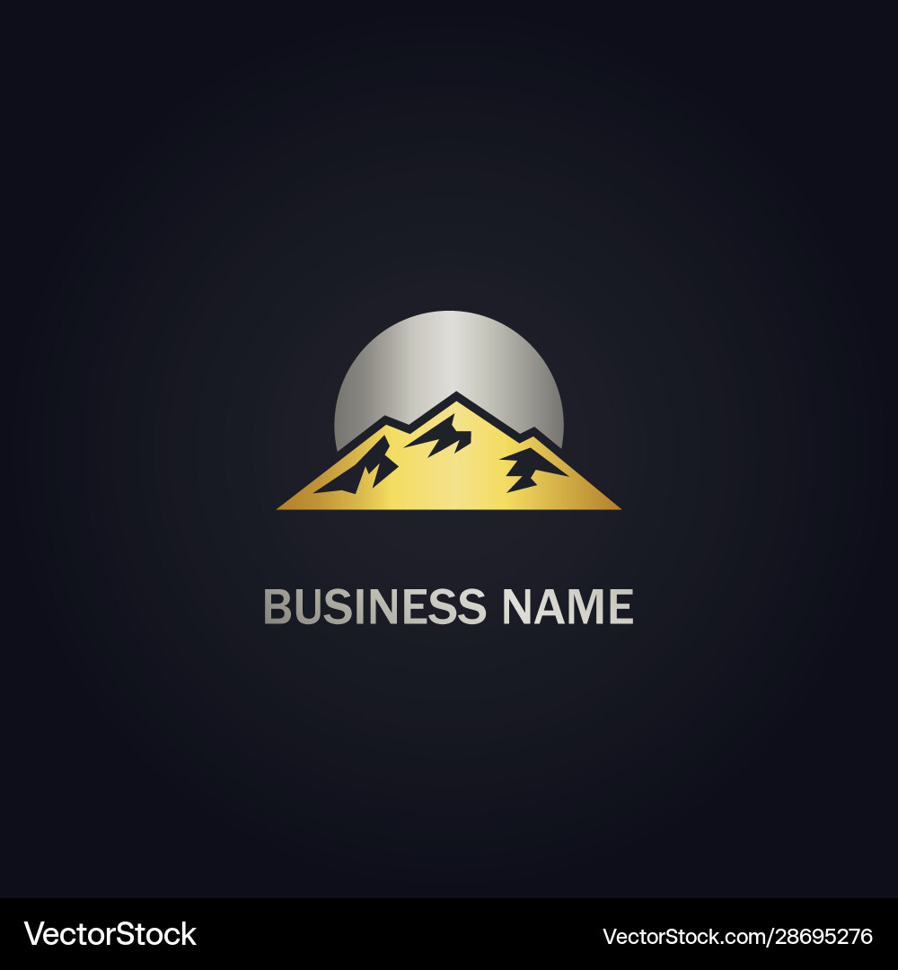 Mountain landscape nature gold logo Royalty Free Vector