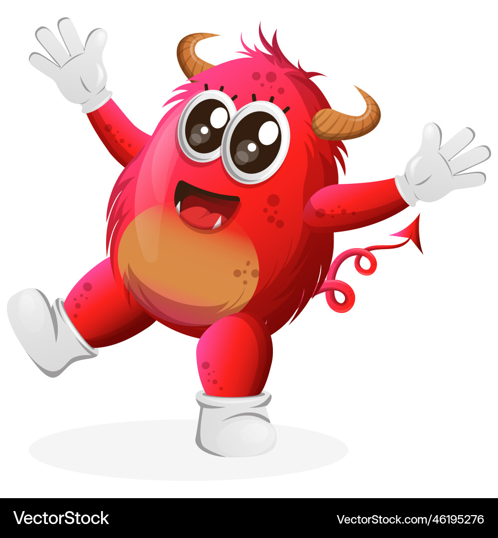 Red monster playful and happy Royalty Free Vector Image