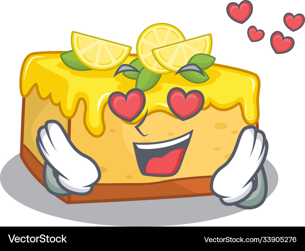 Romantic falling in love lemon cheesecake cartoon Vector Image