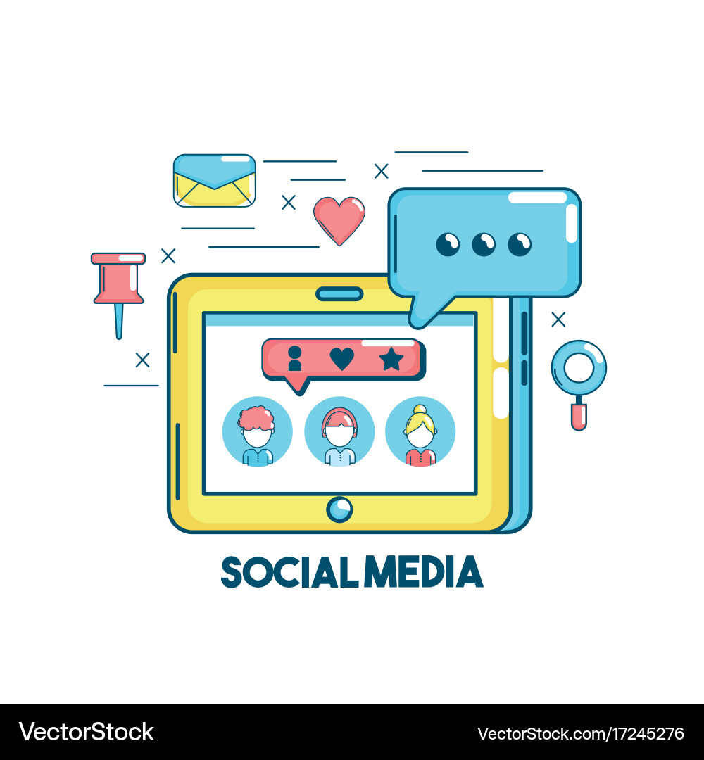 Social media connection in the digital network Vector Image