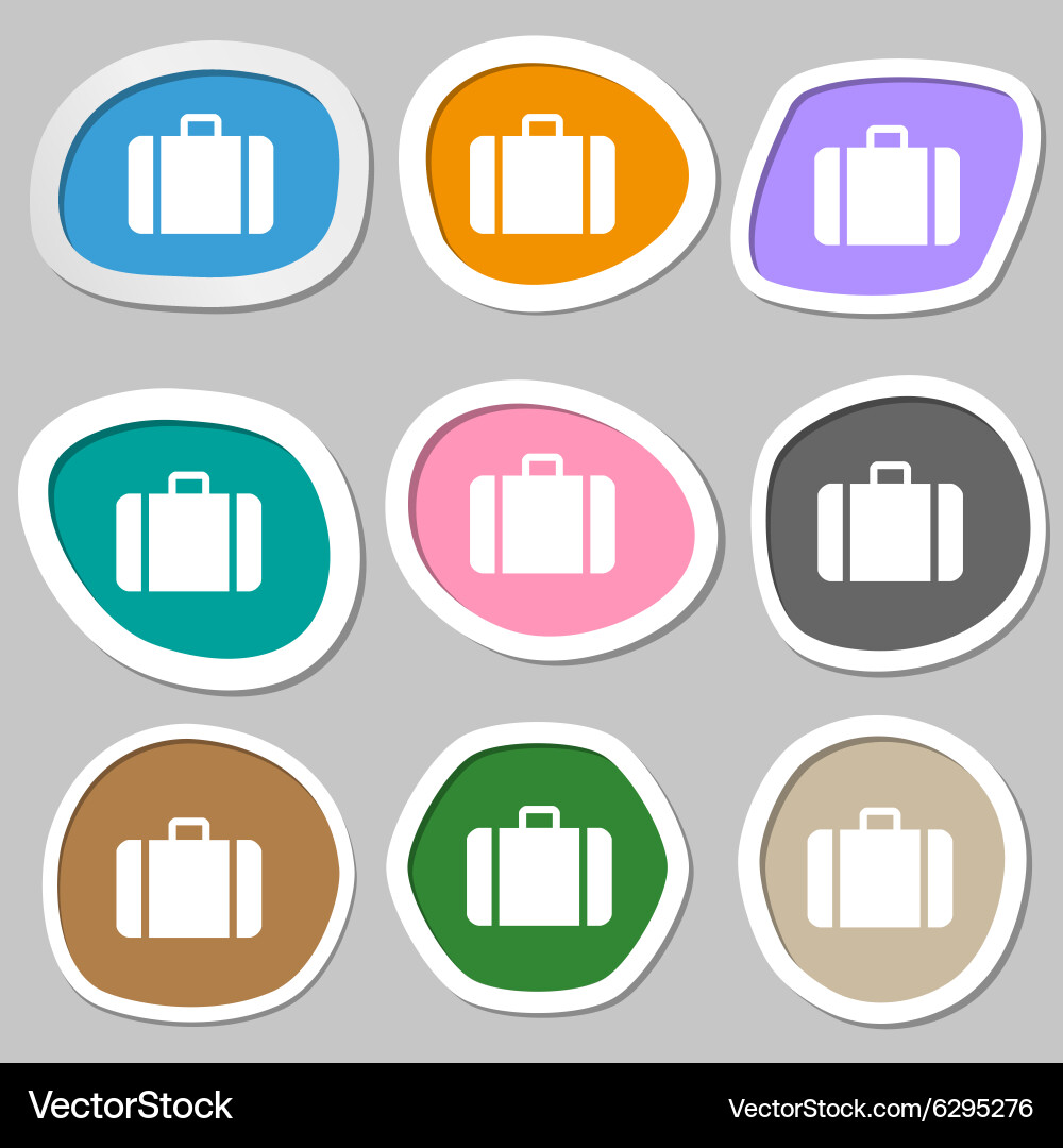 Suitcase icon symbols multicolored paper stickers Vector Image