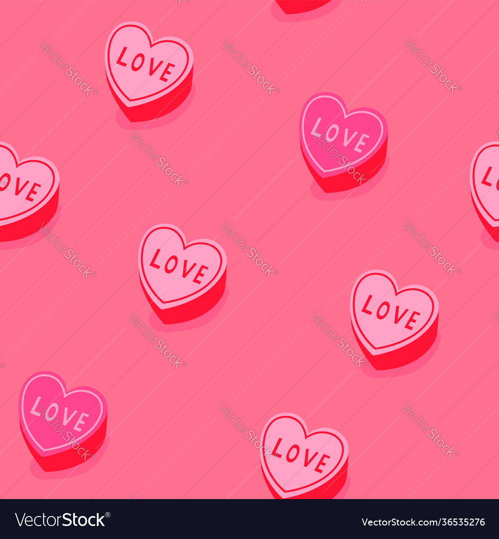 Valentines day pink heart candy seamless pattern Vector Image