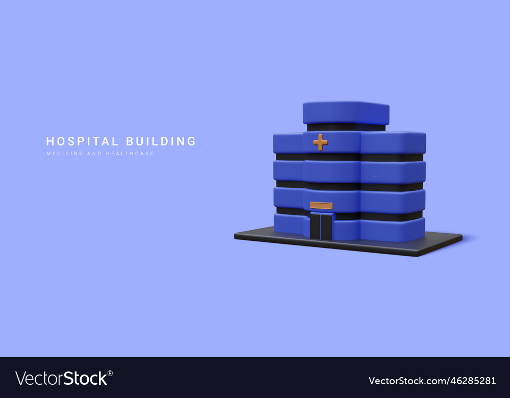 3d realistic hospital building isolated on blue Vector Image