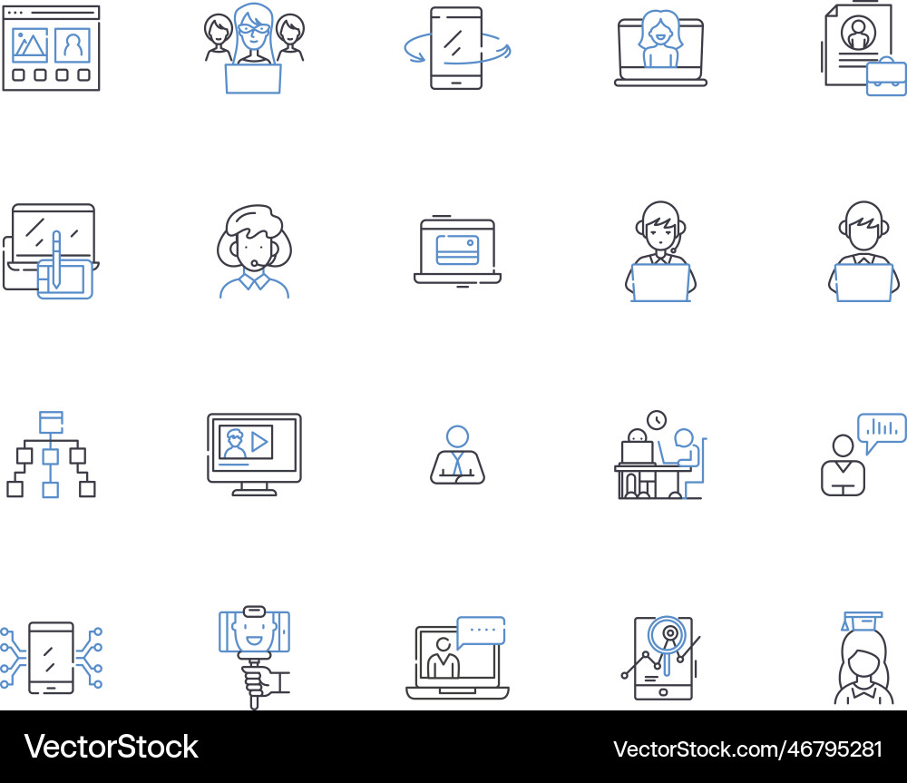 Bookkeeping account line icons collection ledger Vector Image