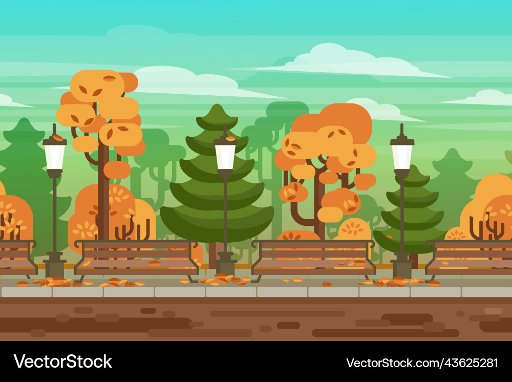 Game seamless autumn landscape park background Vector Image