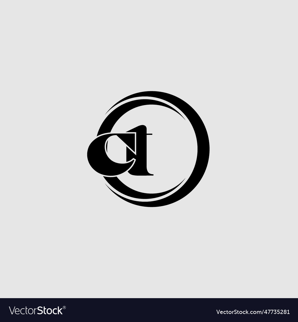 Letters ct simple circle linked line logo Vector Image