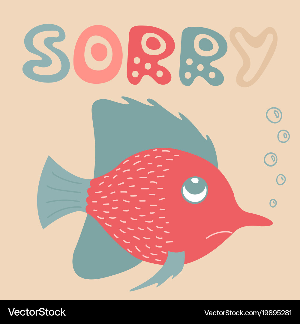 Lovely of the apologizing small fish Royalty Free Vector