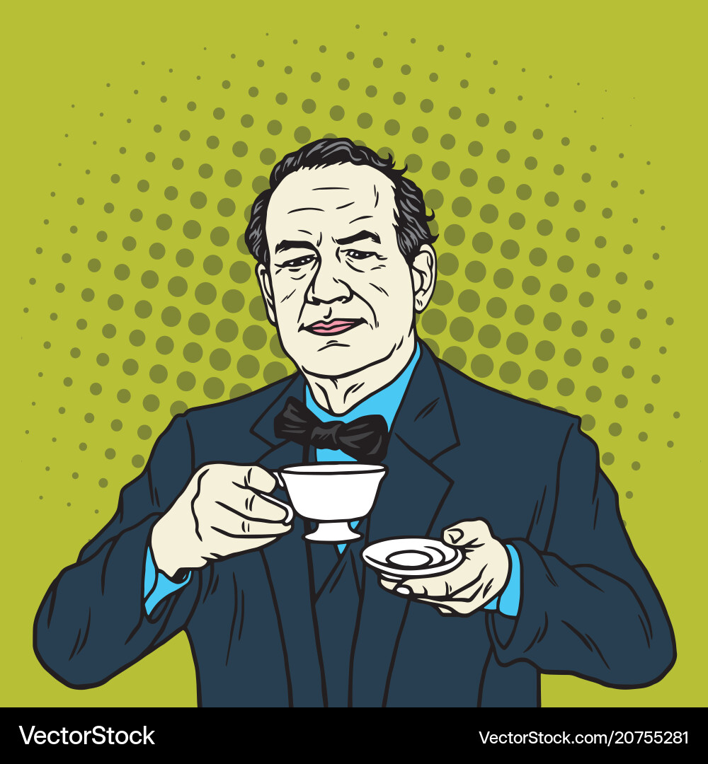 Man drinking a cup of tea coffee break Royalty Free Vector