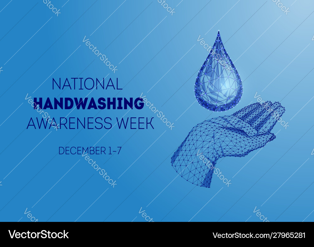 National hand washing awareness week with low poly