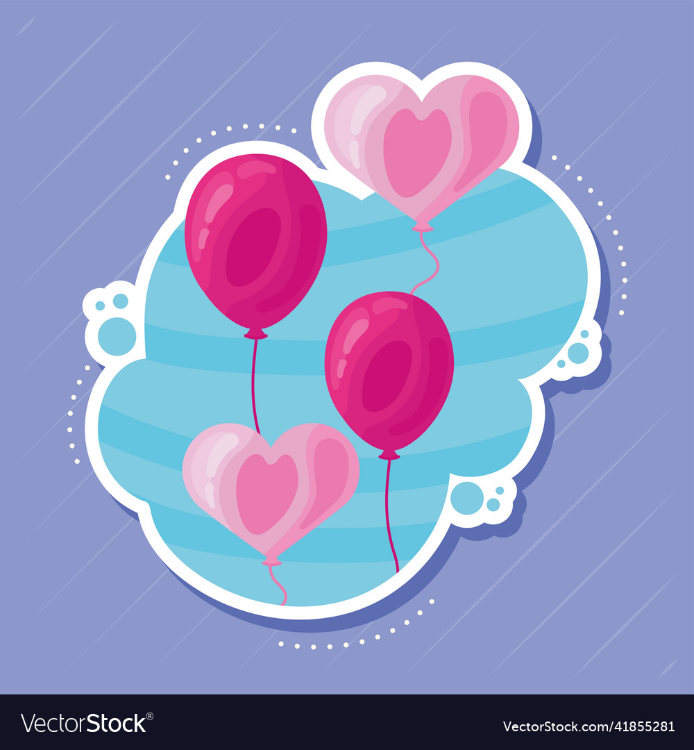 Pink Balloons Helium Floating Royalty Free Vector Image