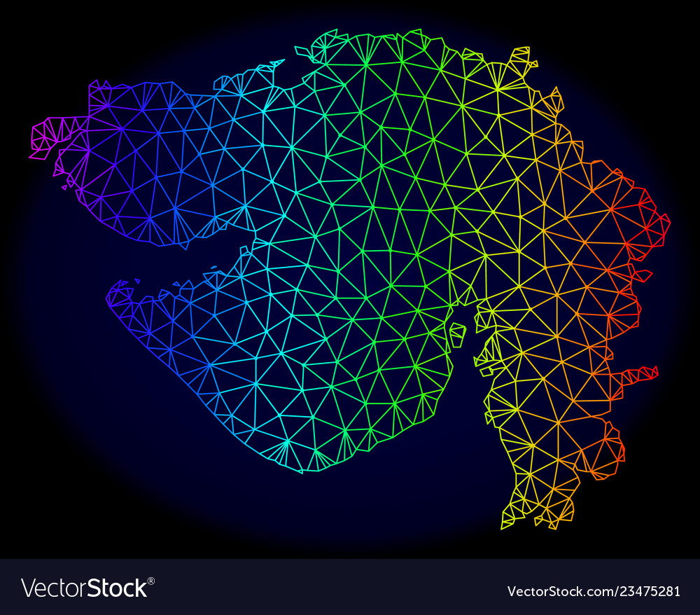 Polygonal Wire Frame Spectrum Mesh Map Royalty Free Vector