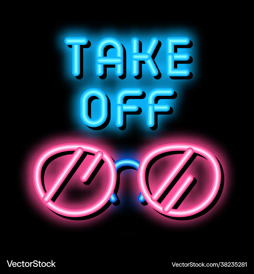 Take off glasses neon glow icon Royalty Free Vector Image