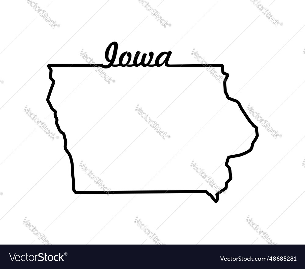 Us state map iowa outline symbol Royalty Free Vector Image