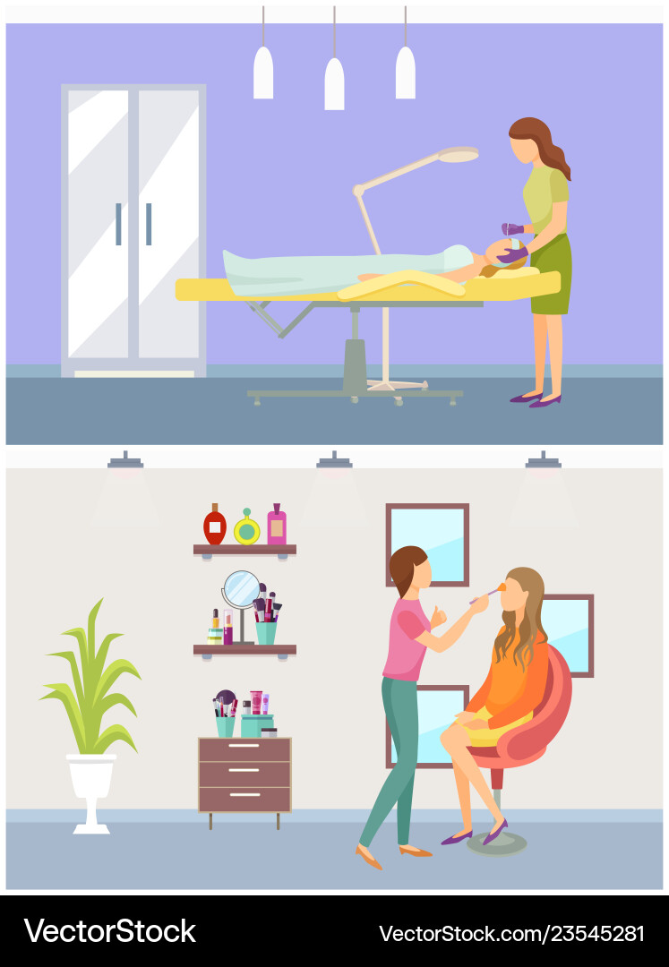 Visage makeup and cosmetician procedure Royalty Free Vector