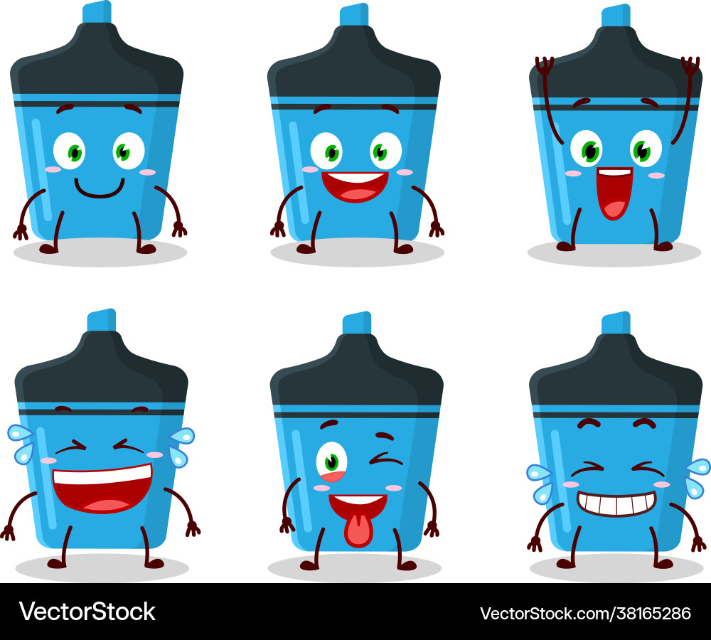 Cartoon character blue highlighter with smile Vector Image
