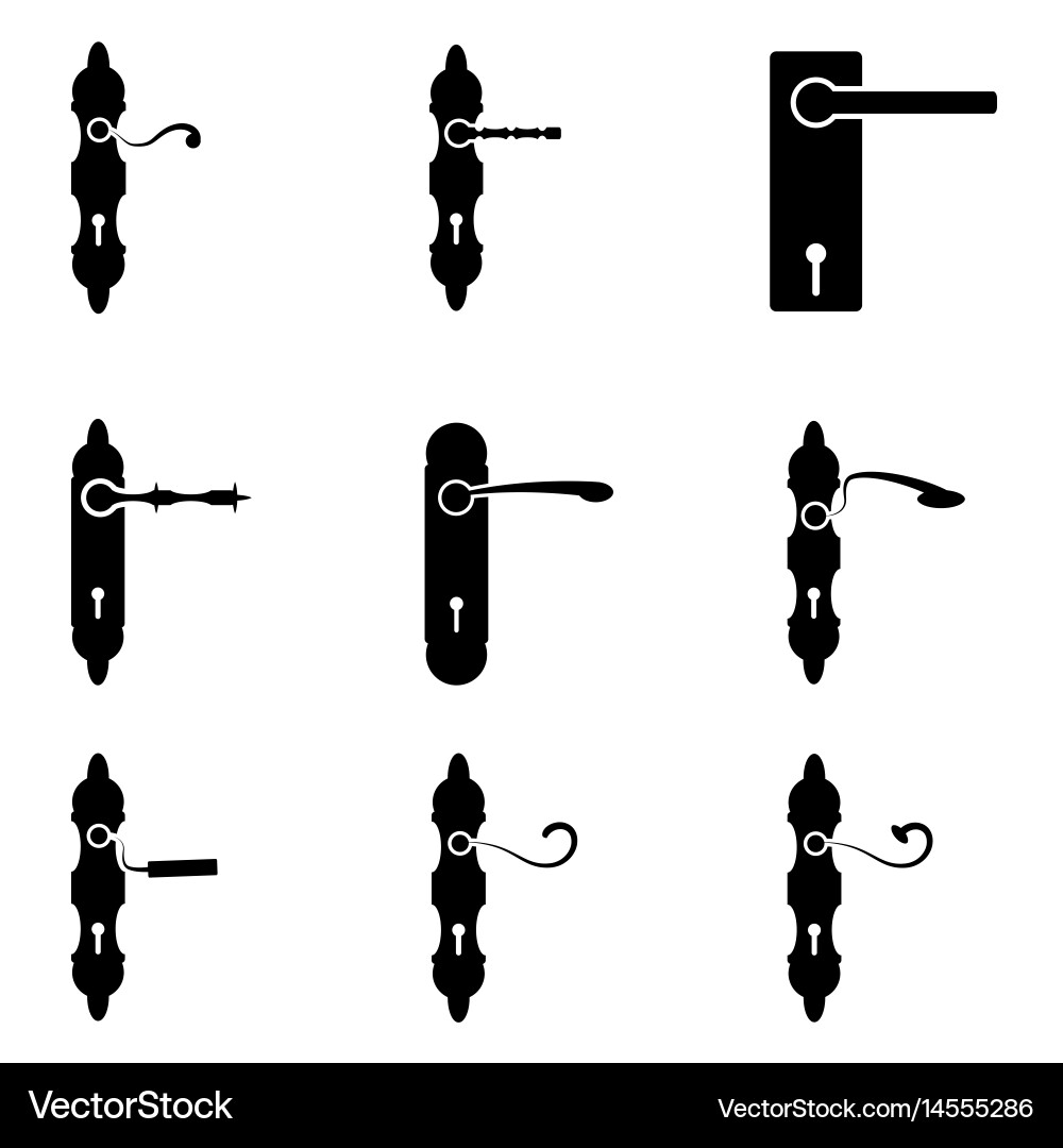 Door handle icon set Royalty Free Vector Image