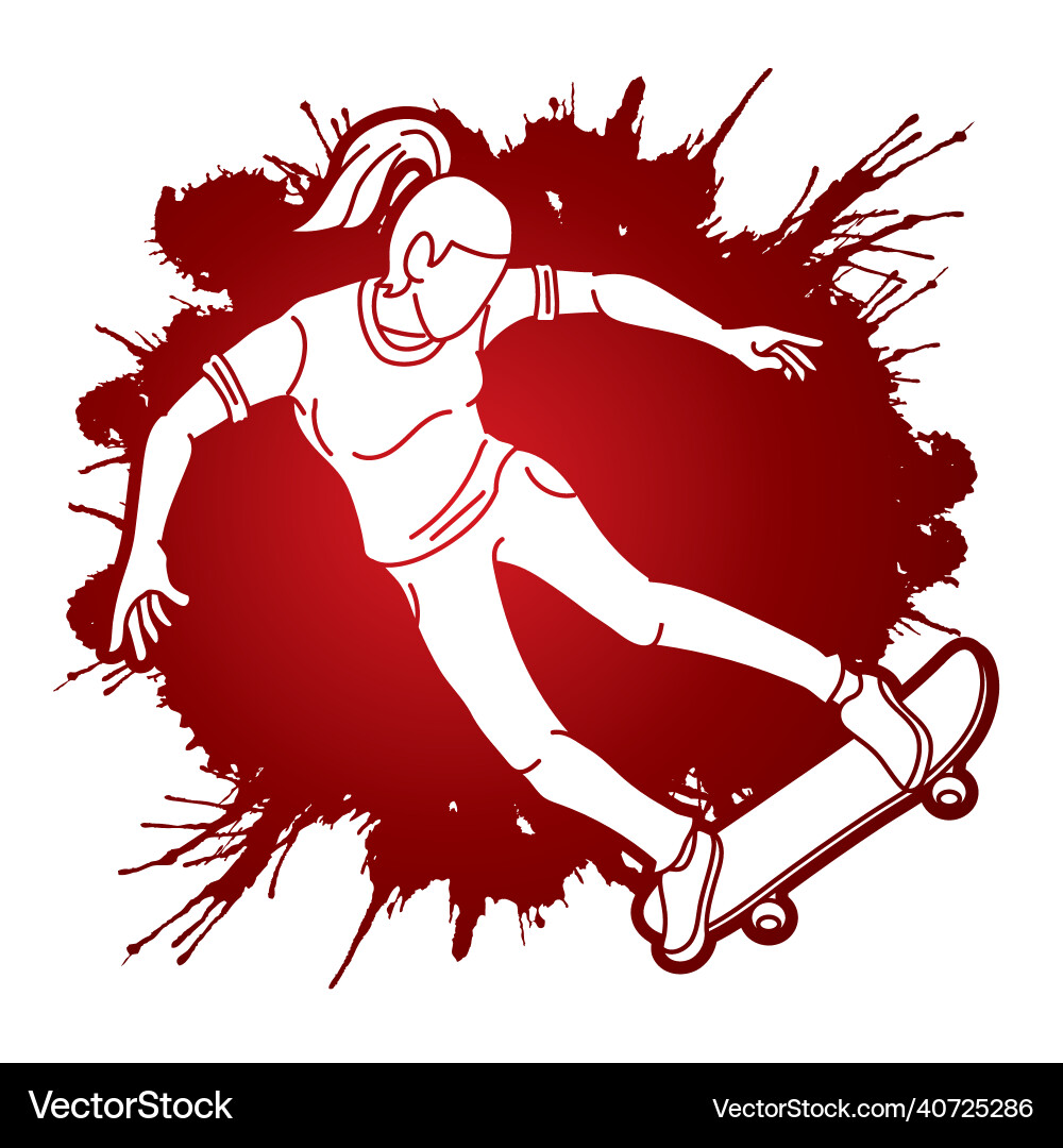 Extreme sport skateboard player action Royalty Free Vector