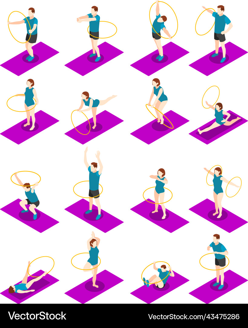 Fitness isometric icons set Royalty Free Vector Image