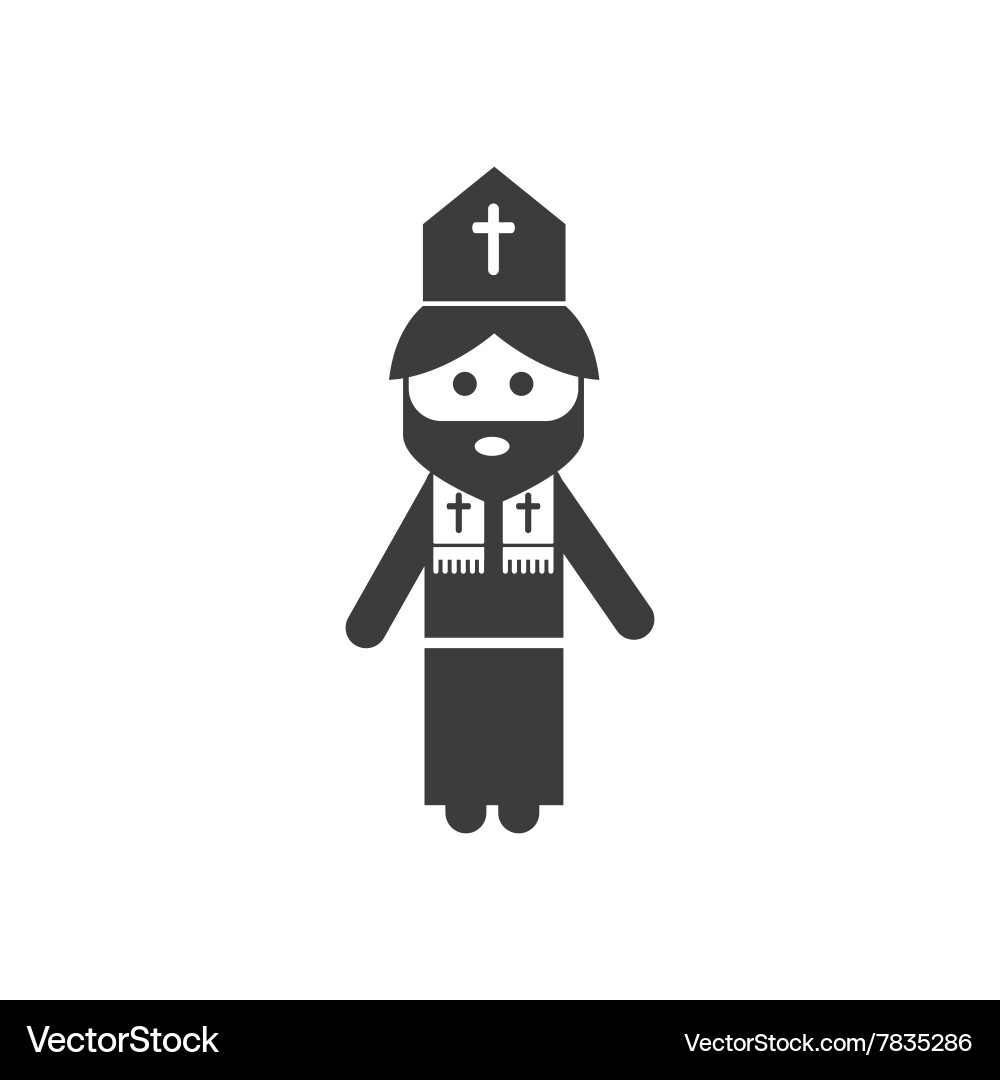 Flat icon in black and white style Priest Vector Image