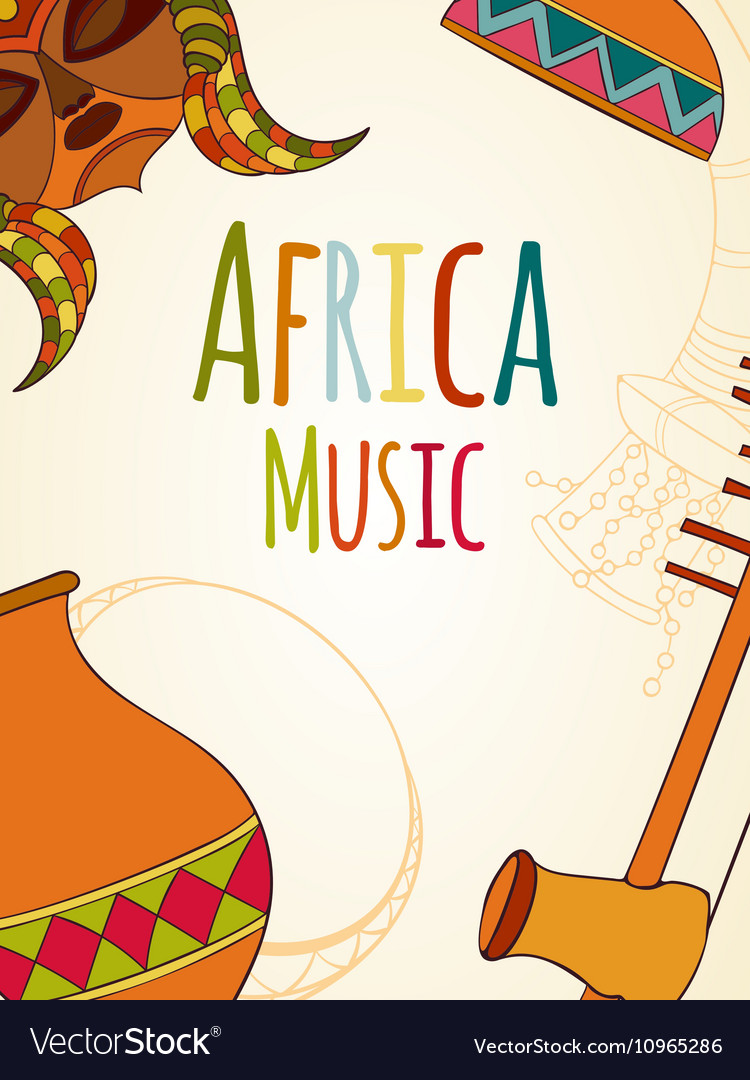 Hand-drawn africa music card Royalty Free Vector Image