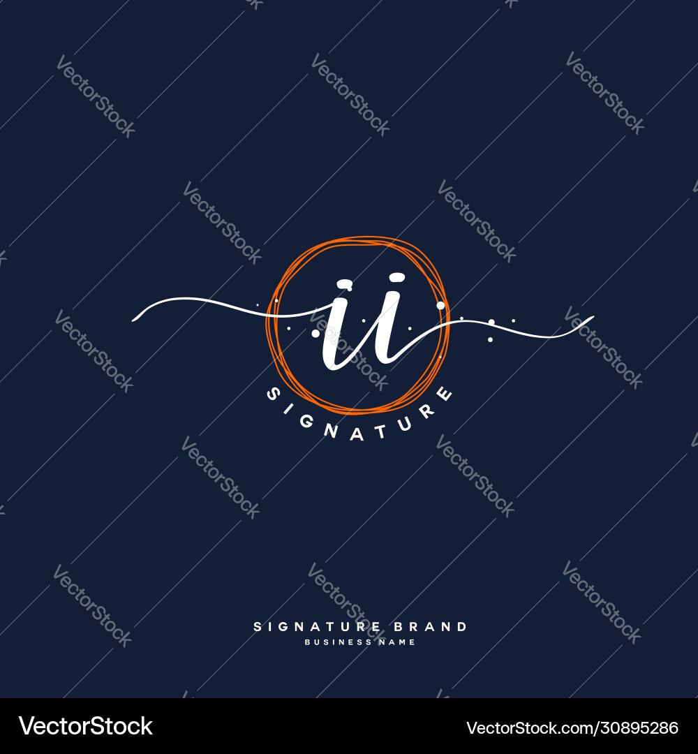 I ii initial letter handwriting and signature Vector Image