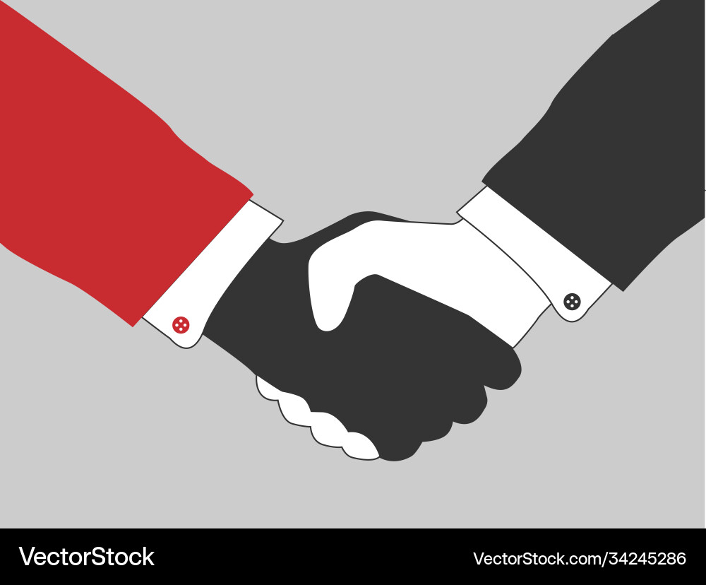Infographic business man handshake red Royalty Free Vector
