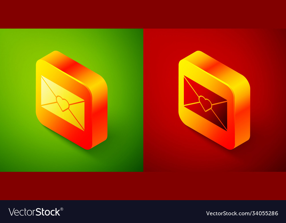 Isometric envelope with valentine heart icon Vector Image Isometric envelope with valentine heart icon Vector Image