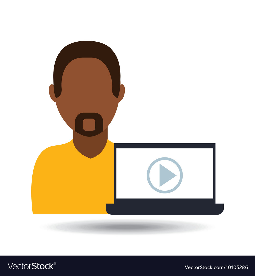 Man with pc icon Royalty Free Vector Image - VectorStock